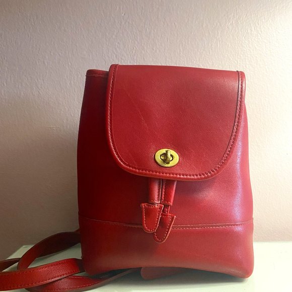 Coach | Bags | Coach Red Leather Backpack | Poshmark